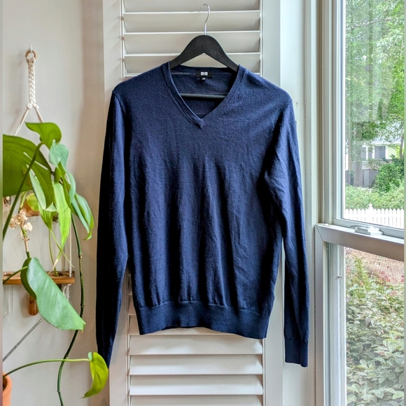 Uniqlo | Sweaters | Uniqlo Navy Wool Garment | Poshmark